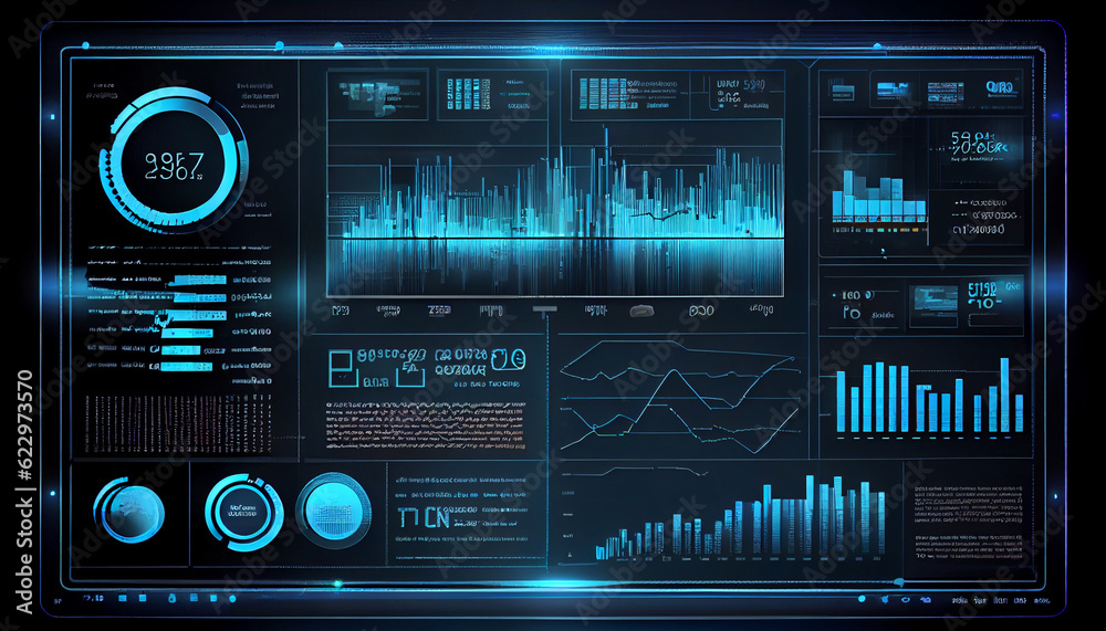Cyber data abstract blue background and Modern digital panel screen ...