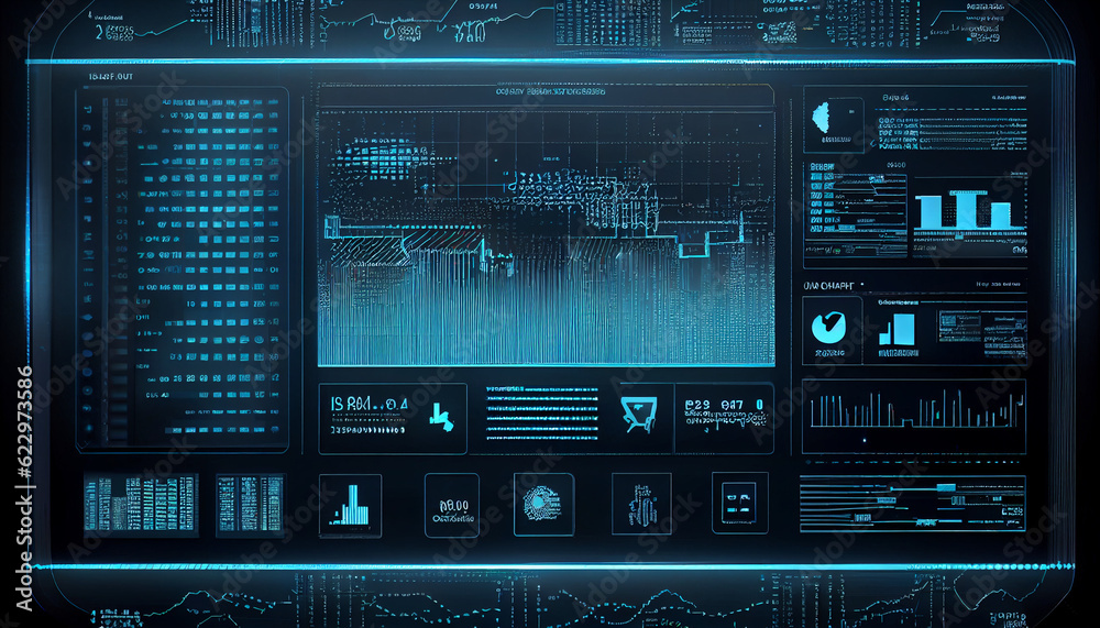 Cyber data abstract blue background and Modern digital panel screen ...