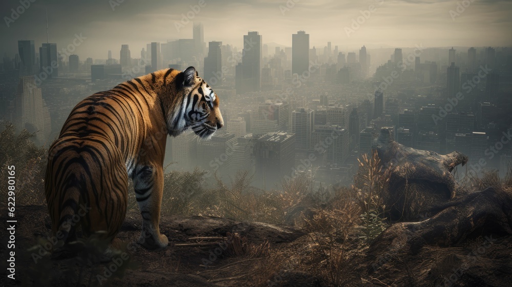 tiger habitat is gone, moving to residential areas Stock Illustration ...