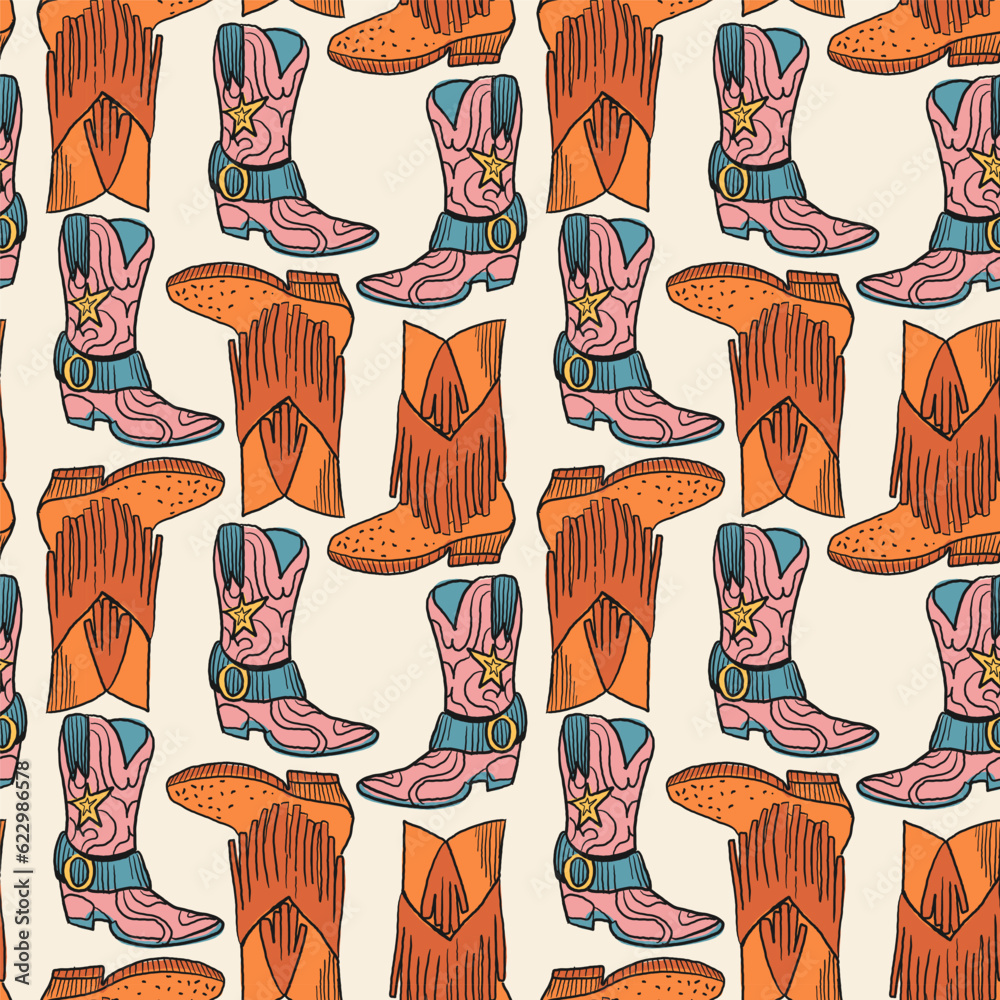 Cowgirl western theme, wild west concept seamless pattern. Home decor ...