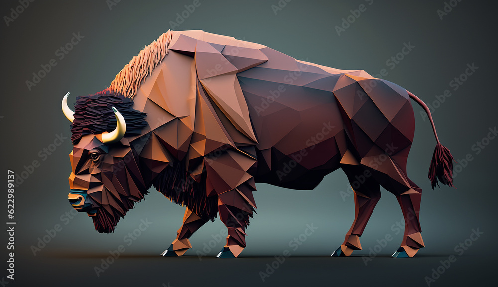 Geometric Wild bison animal illustration image Ai generated art Stock ...