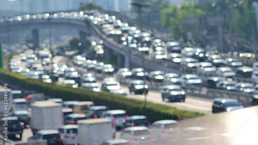 Blur image of traffic density of 5 roads and bridges in urban Jakarta ...