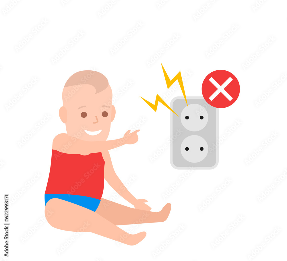 baby touch socket electricity danger children safety vector ...