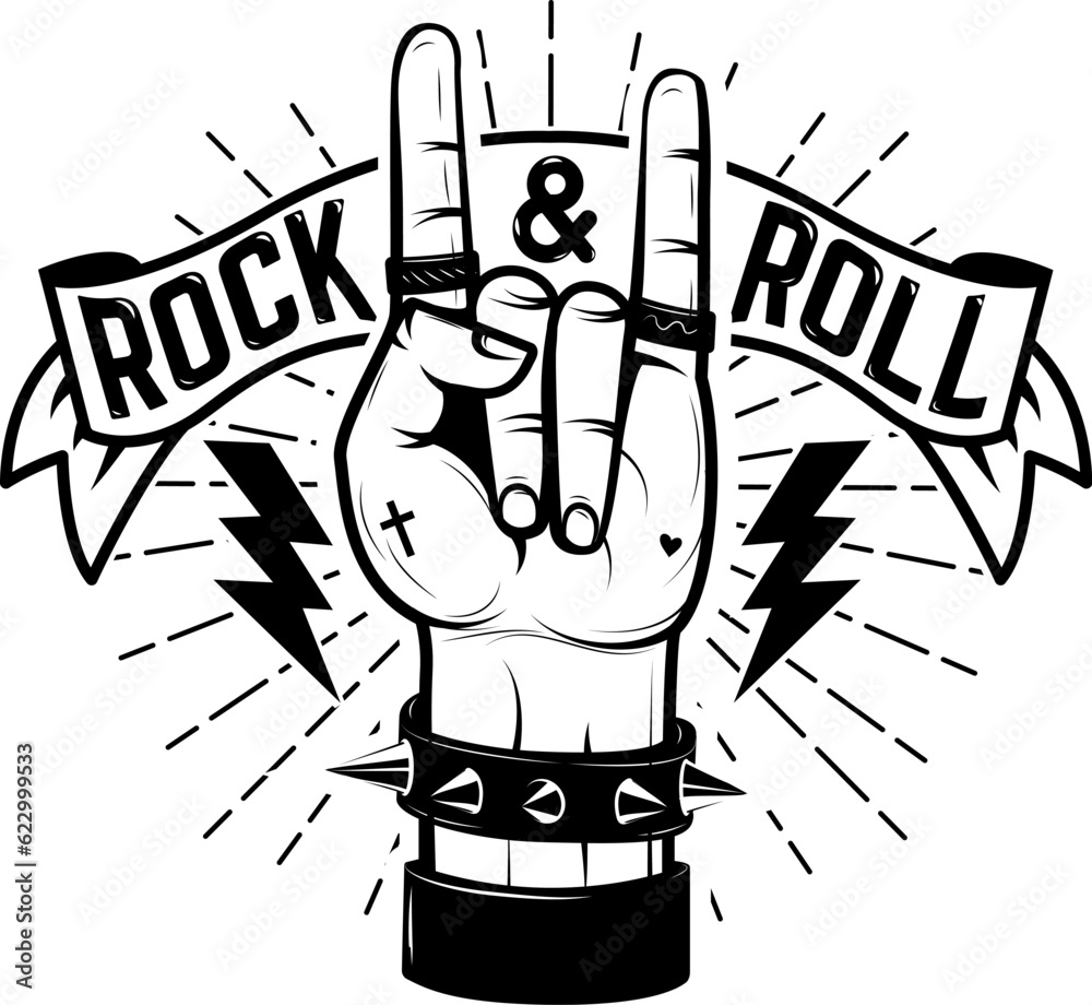 Rock and roll sign. Human hand with heavy metal sign. Rock and roll ...