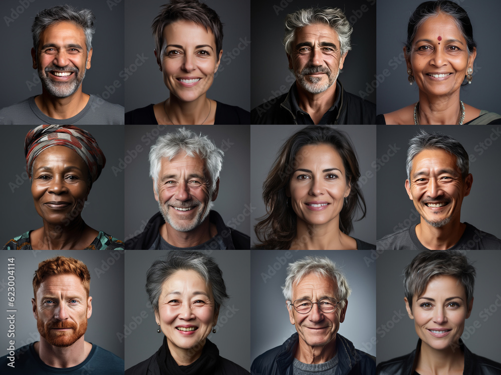 Collage of ethnically different happy people modern portraits, Success ...