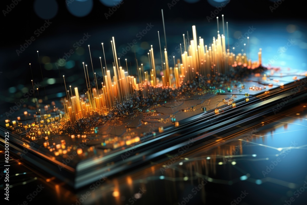 3d Financial Analysis Line Chart Design. Futuristic and technological ...