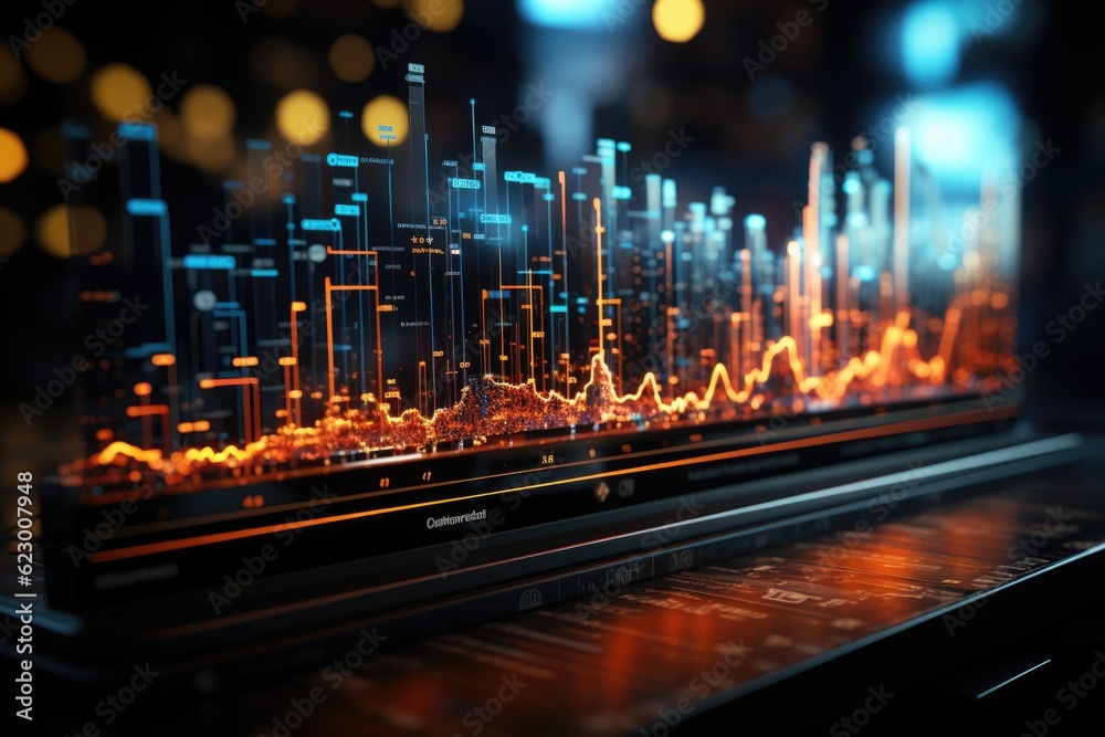 3d Financial Analysis Line Chart Design. Futuristic and technological ...