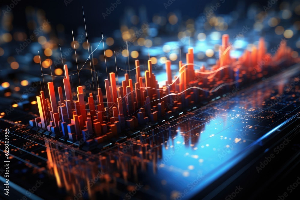 3d Financial Analysis Line Chart Design. Futuristic and technological ...