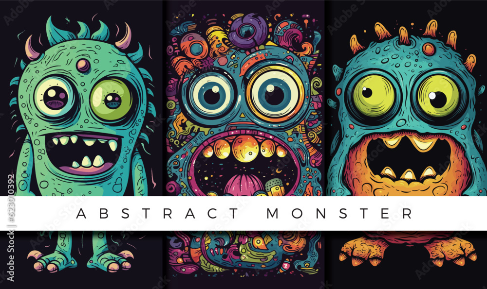 Illustrations set of abstract monster backgrounds Stock Vector | Adobe ...