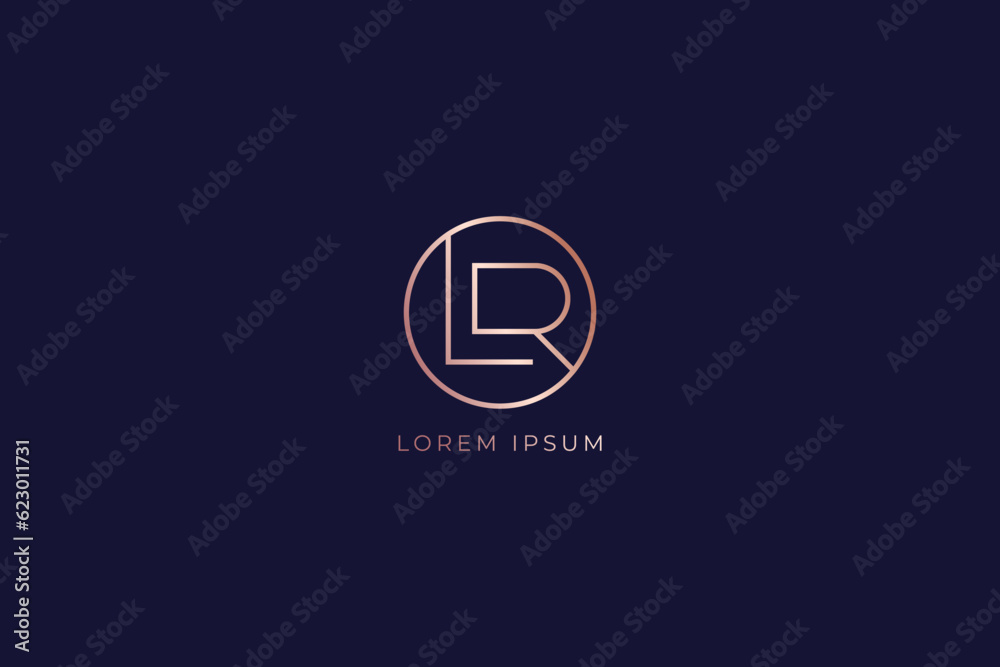 lr minimalist letter fashion brand design line style creative golden ...