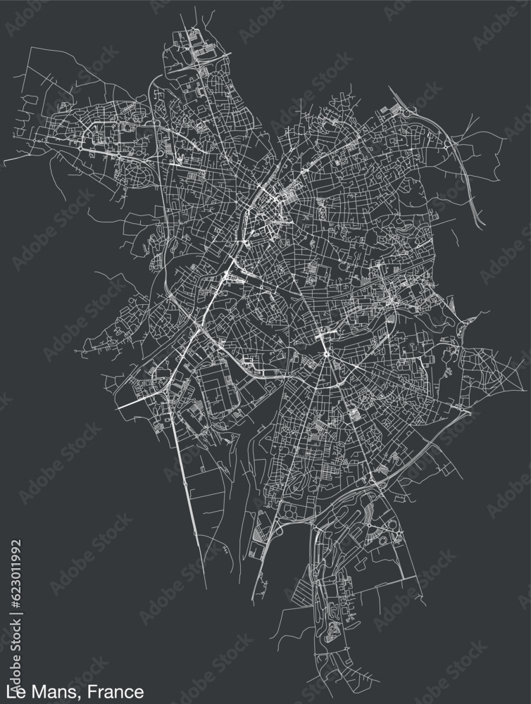 Detailed hand-drawn navigational urban street roads map of the French ...