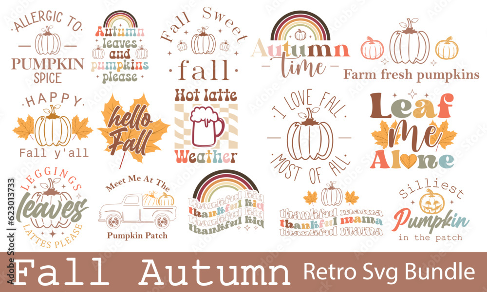 Fall Autumn Retro SVG Bundle. Stock Vector | Adobe Stock