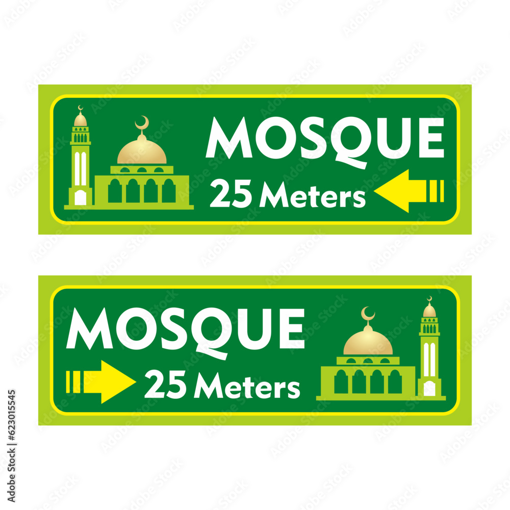 SIGN BOARD MOSQUE ( MOSQUE DIRECTION SIGN) TEMPLATE DESIGN. WITH MOSQUE ...
