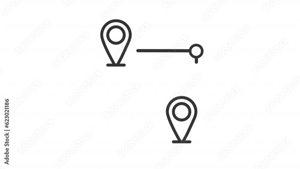 Route animated icon. Gps navigation line animation. Location marker ...