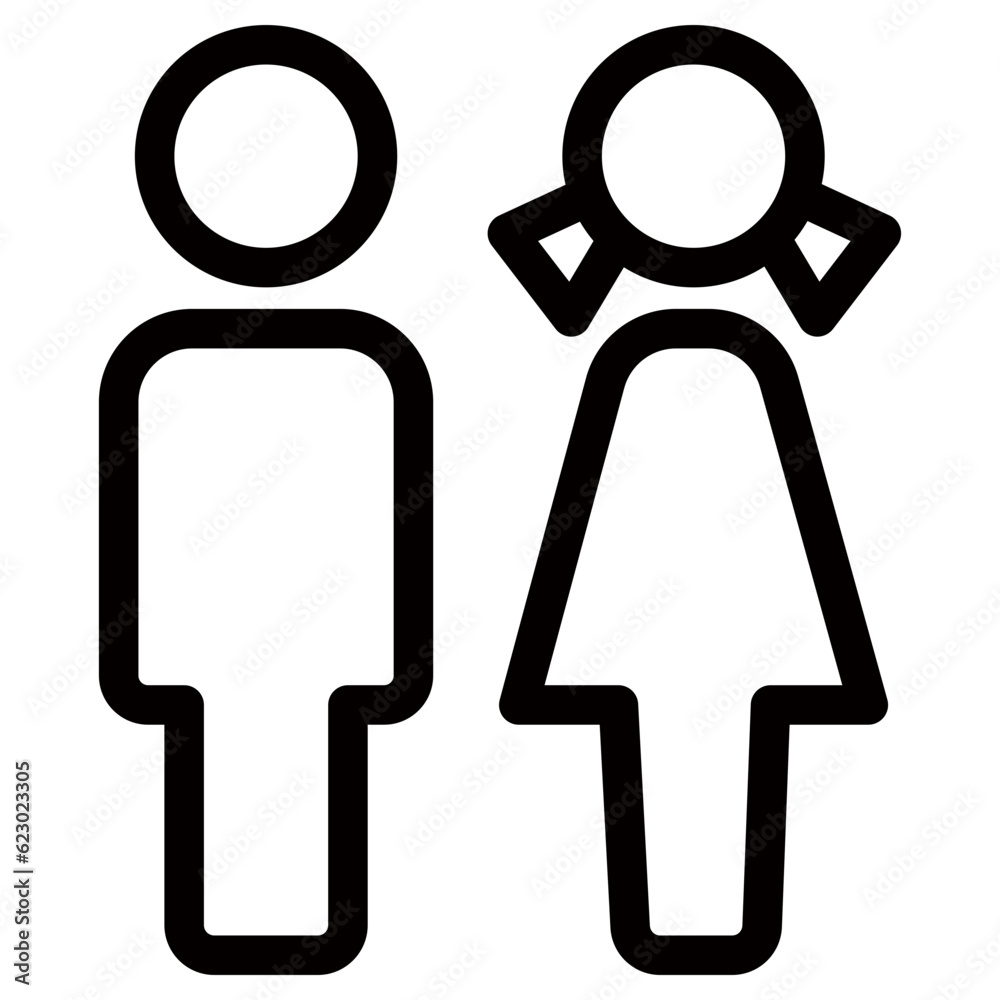 Toilet sign for children icon, boy and girl, Vector outline ...