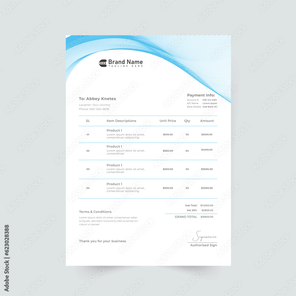 invoice vector template design Stock Vector | Adobe Stock