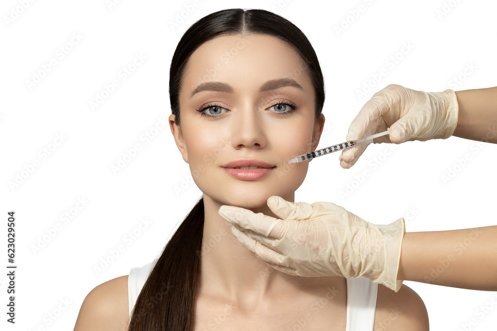 PNG, Girl getting botox injection, isolated on white background Stock ...