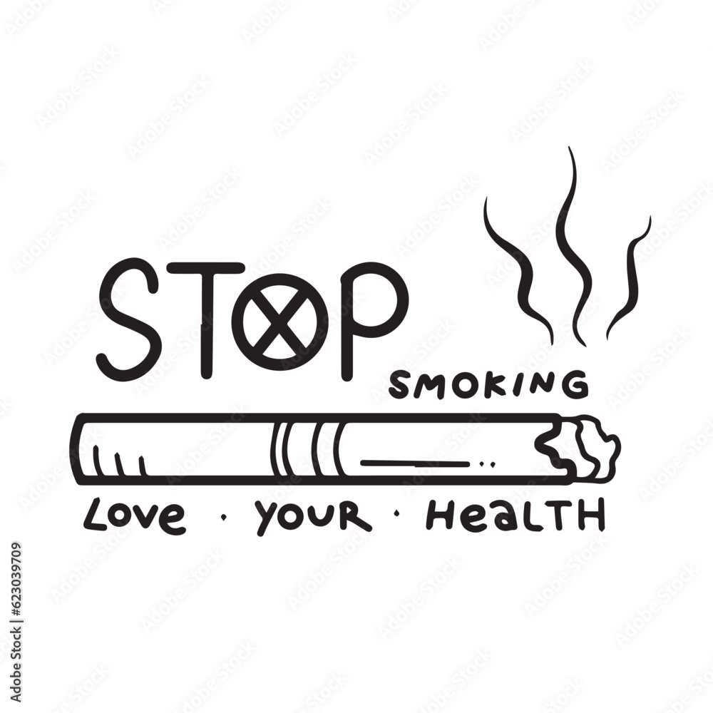 Stop smoking vector illustration drawing isolated on square white ...