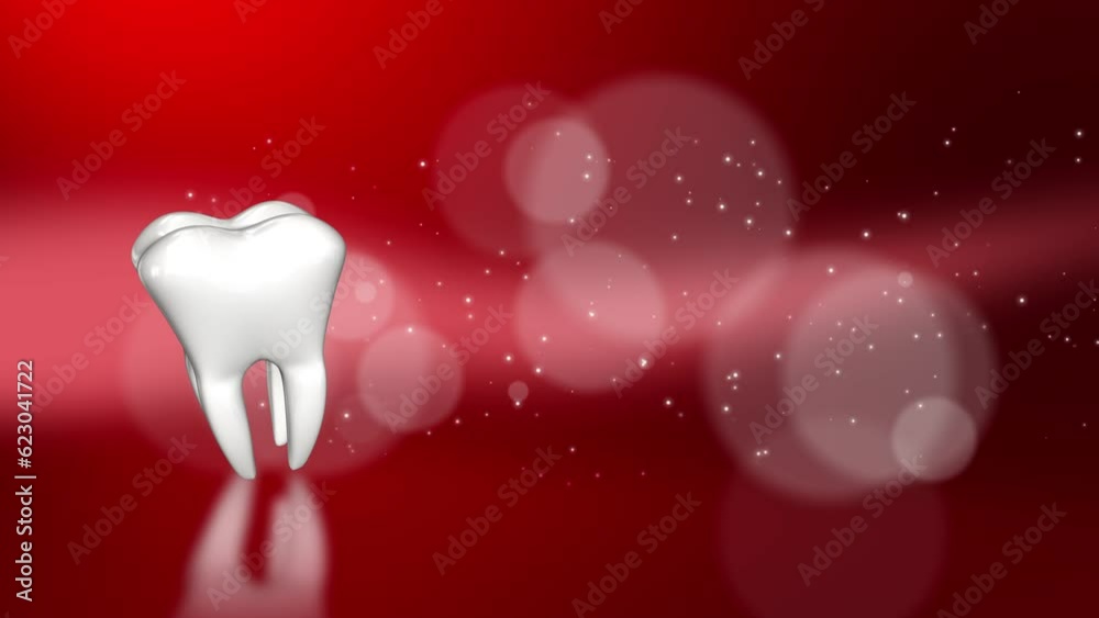 Video „Rotating 3D model of tooth on red abstract background with ...