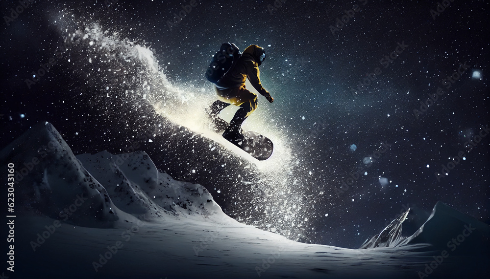 Snowboarder jumping in the sky, Snowboarder doing trick on amazing ...