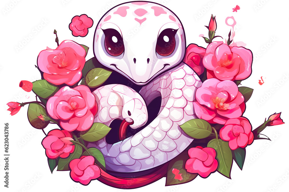 kawaii snakes sticker image, in the style of kawaii art, meme art ...