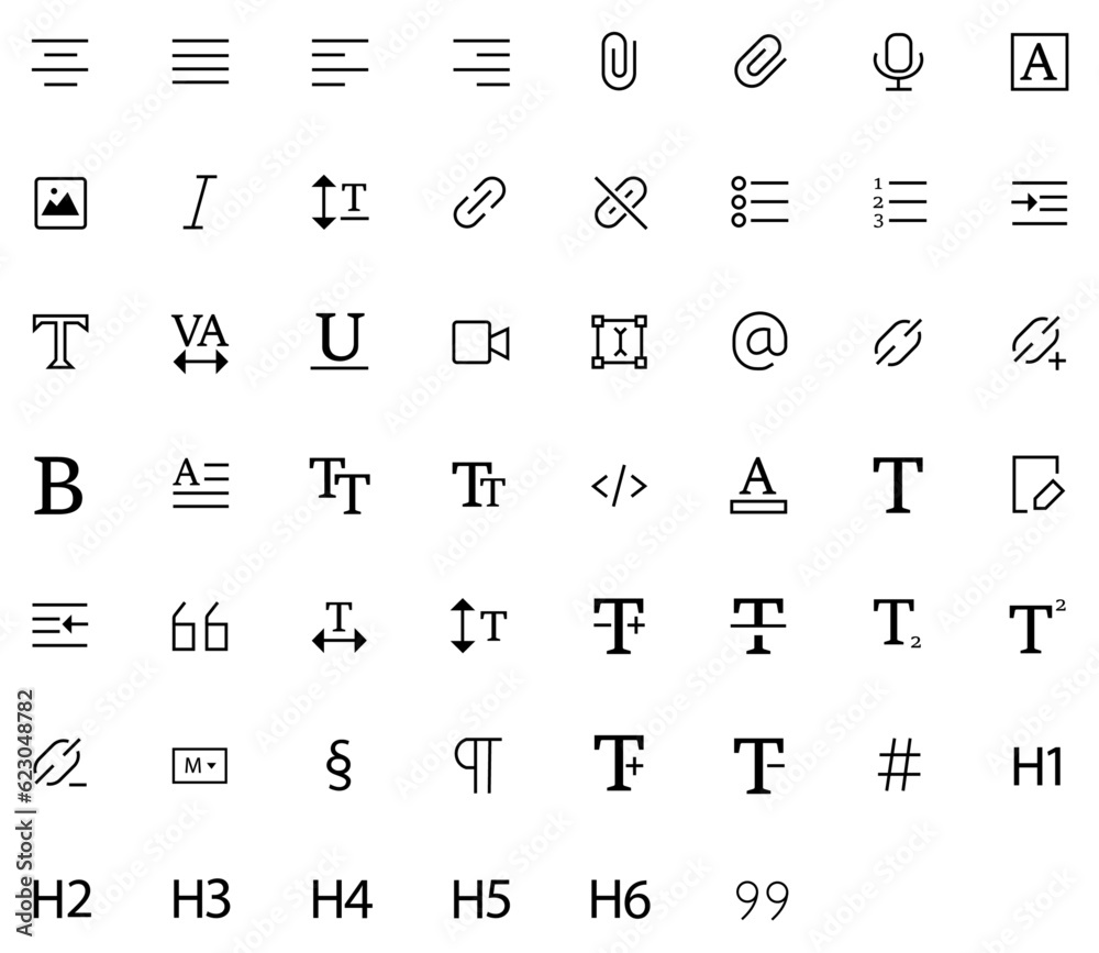 Vector document and text editing icon set. Stock Vector | Adobe Stock