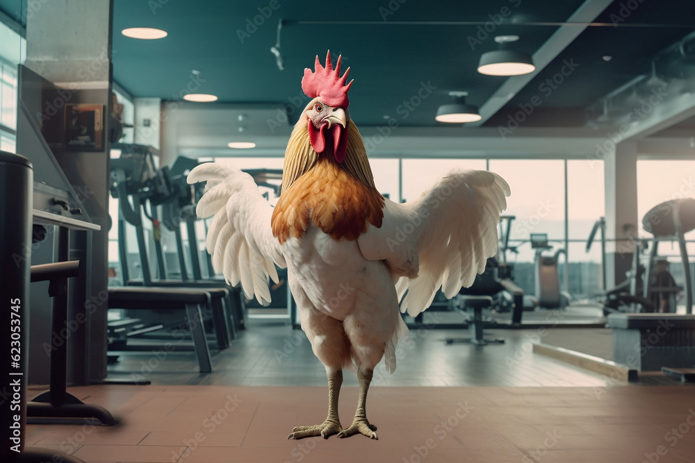 fit Rooster standing at the gym, Fit and Fabulous, Strutting Rooster at ...