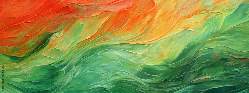 Closeup of abstract rough colorful green red complementary colors art ...