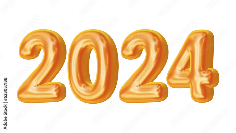 2024 number in 3d rendering for new year and calendar concept Stock ...