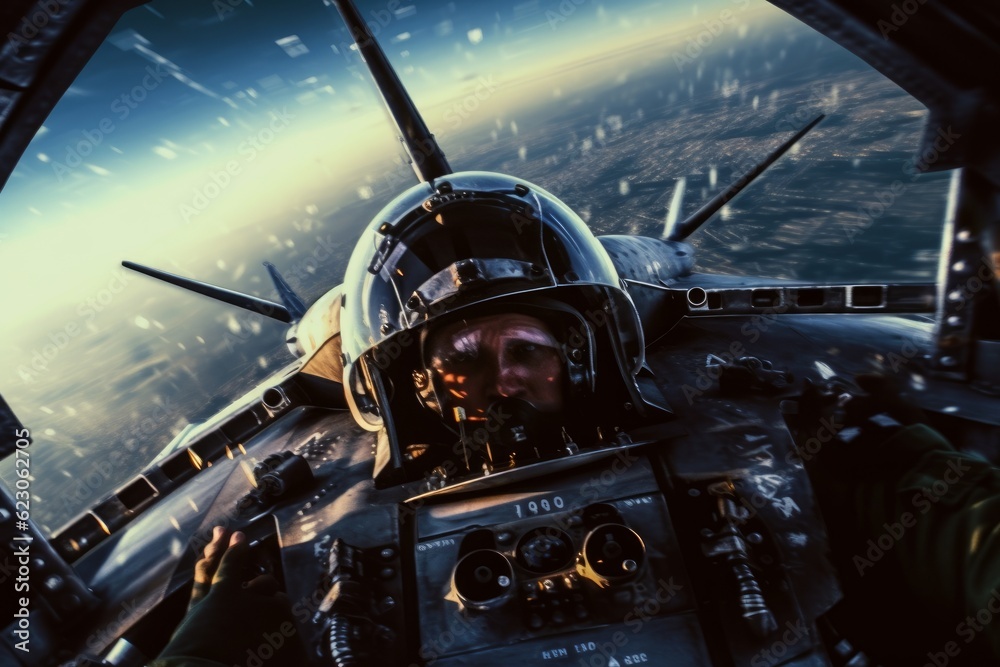 Fighter pilot during a dogfight with a fighter jet. Generative AI 1 ...