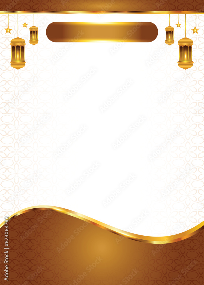 Golden islamic background with lantern for Islamic poster and arabic ...