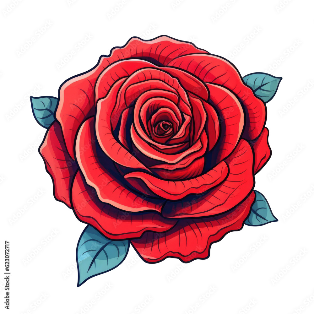 PNG rose in cartoon style, isolated transparent background, generative ...