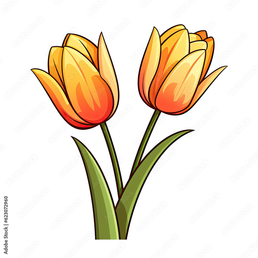 PNG tulip in cartoon style, isolated transparent background, generative ...