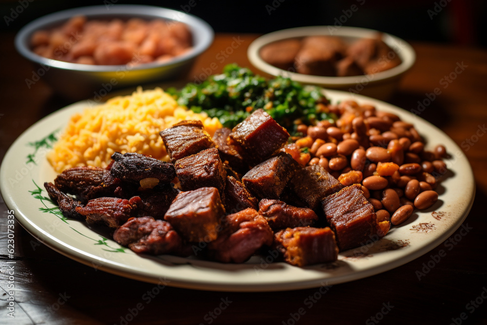 A plate of flavorful carne de sol, salted and dried meat commonly ...