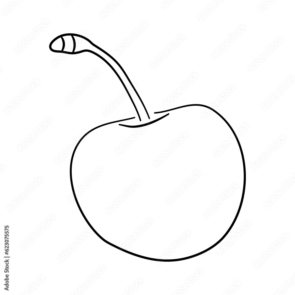 Cherry doodle icon. Hand drawn black sketch. Vector Illustration. Stock ...