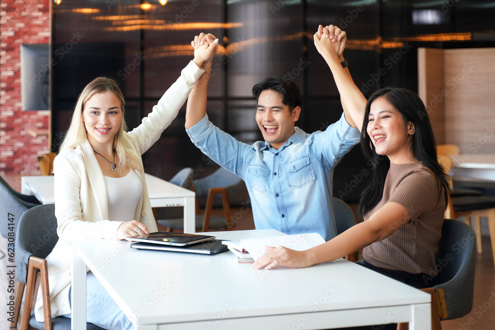 Teamwork Solidarity Success. Young people hands executive business ...