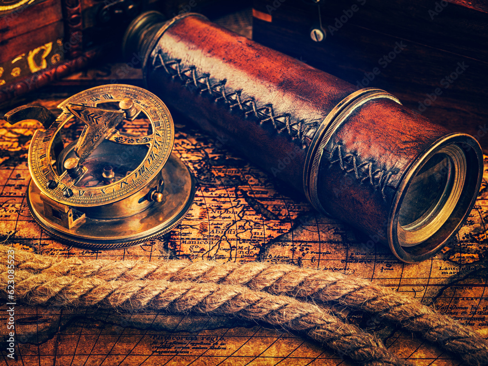 Travel geography navigation concept background - vintage retro effect ...