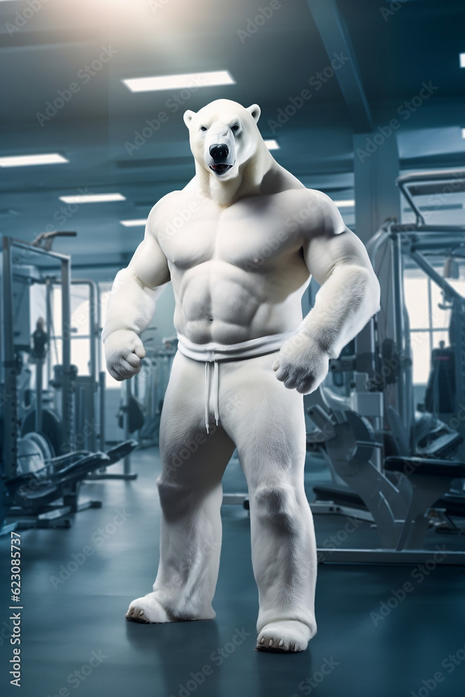 fit Polar Bear standing at the gym, Polar Bear Fitness, Unleashing ...