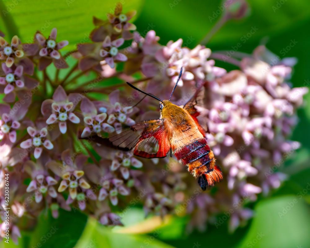 Hummingbird Clear wing Moth Photo and Image. Close-up rear-view ...