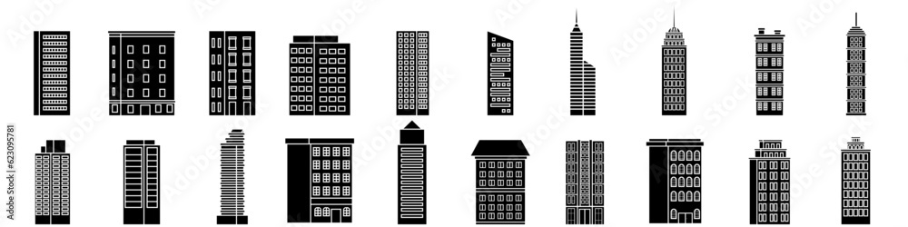 Skyscraper icon vector set. Building illustration sign collection. high ...