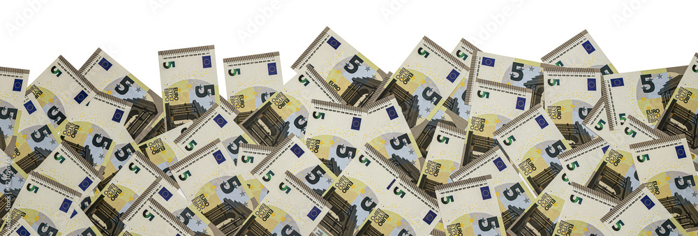 Photo & Art Print a heap of 5 euro banknotes on transparent background ...