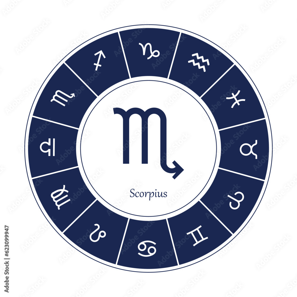 Scorpius sign . Vector illustration. Scorpius zodiac sign symbole on ...