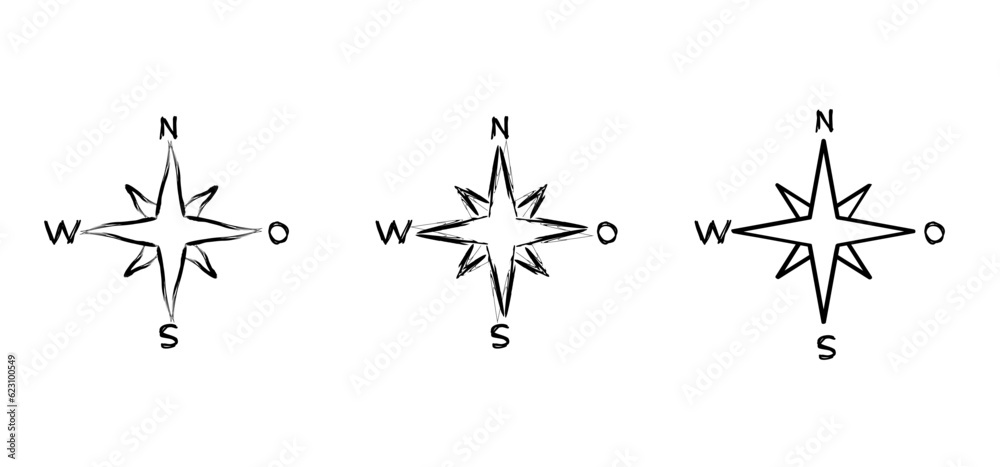 Cartoon magnetic compass, arrow compass icon. Navigational compass with ...