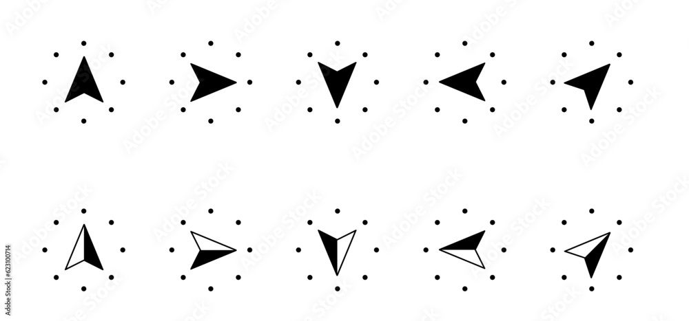 Cartoon magnetic compass, arrow compass icon. Navigational compass with ...