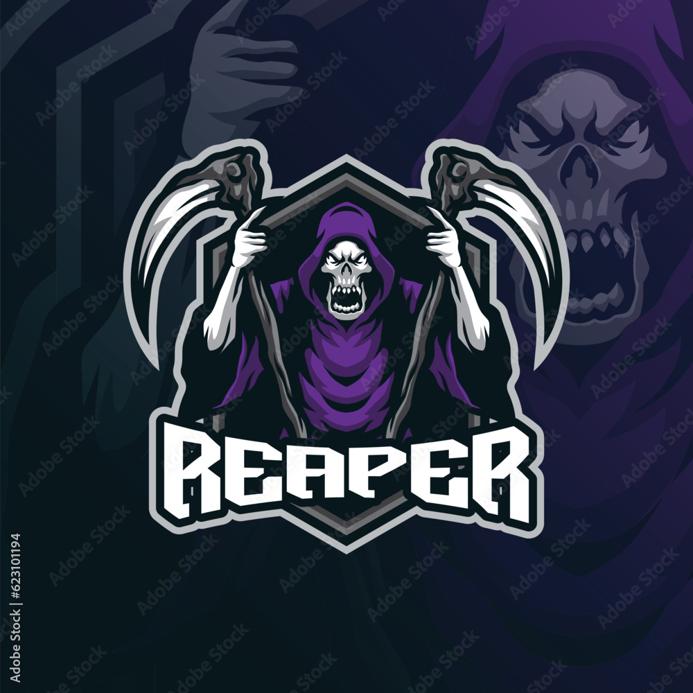 reaper mascot logo design with modern illustration concept style for ...