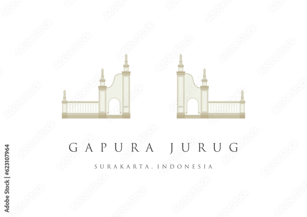 Gapura Jurug of kraton surakarta Vector illustration. royal entrance ...