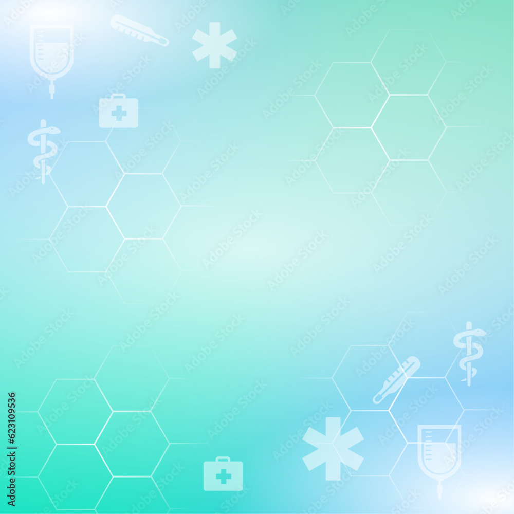 Medical and healthcare background in blue and green color in vector ...