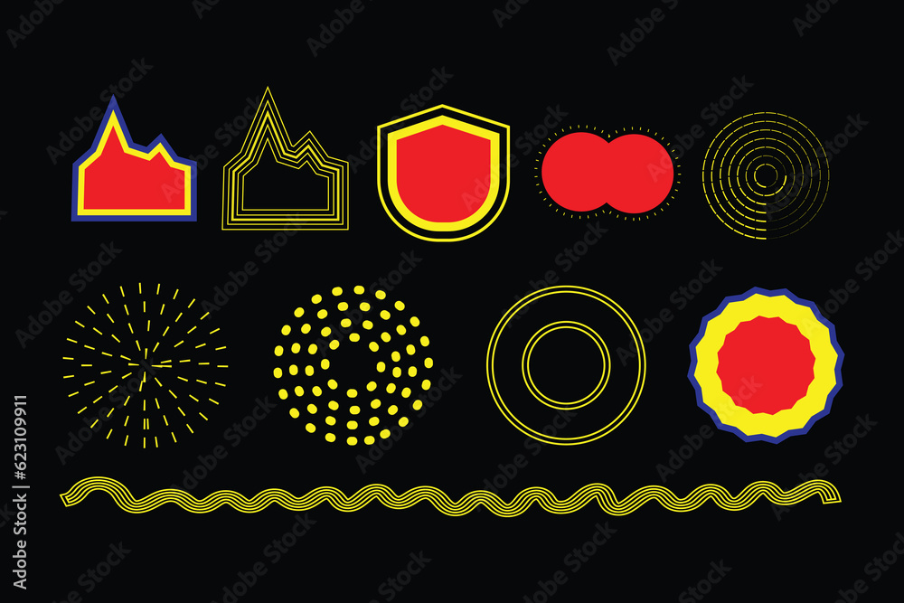 Colorful scallop circle frame oriental elements, scalloped round shapes ...