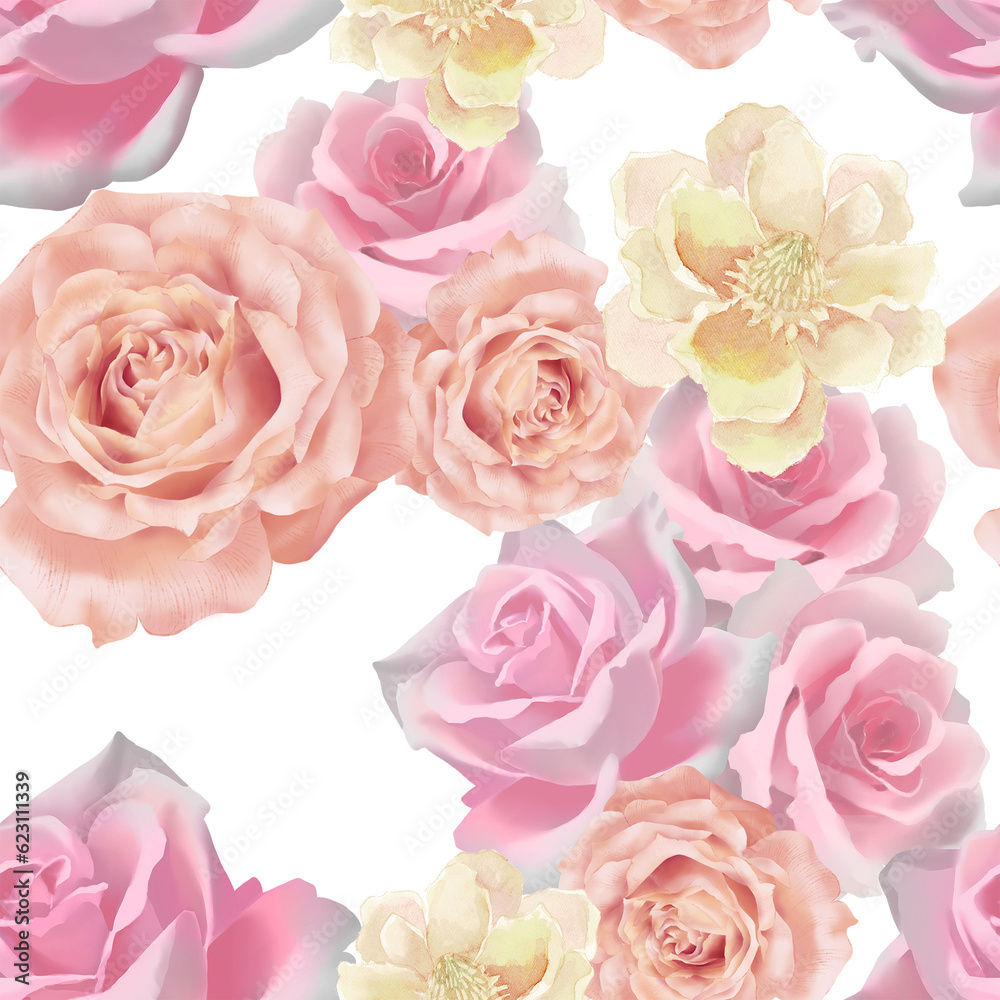 Digital clipart Rose flower blossom realistic style for wallpaper ...