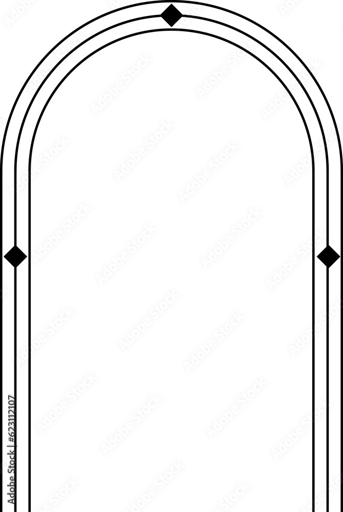 Black arches frame, monoline aesthetic linear decorative border in ...